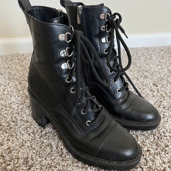 Shoes | Combat Leather Boots Size 75 | Poshmark